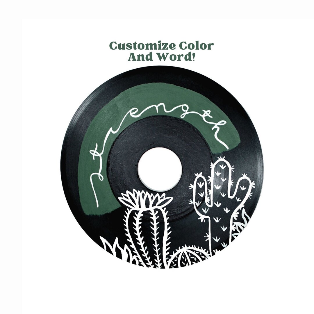 Hand Painted Cactus Record Art: Boho Home Decor - Etsy