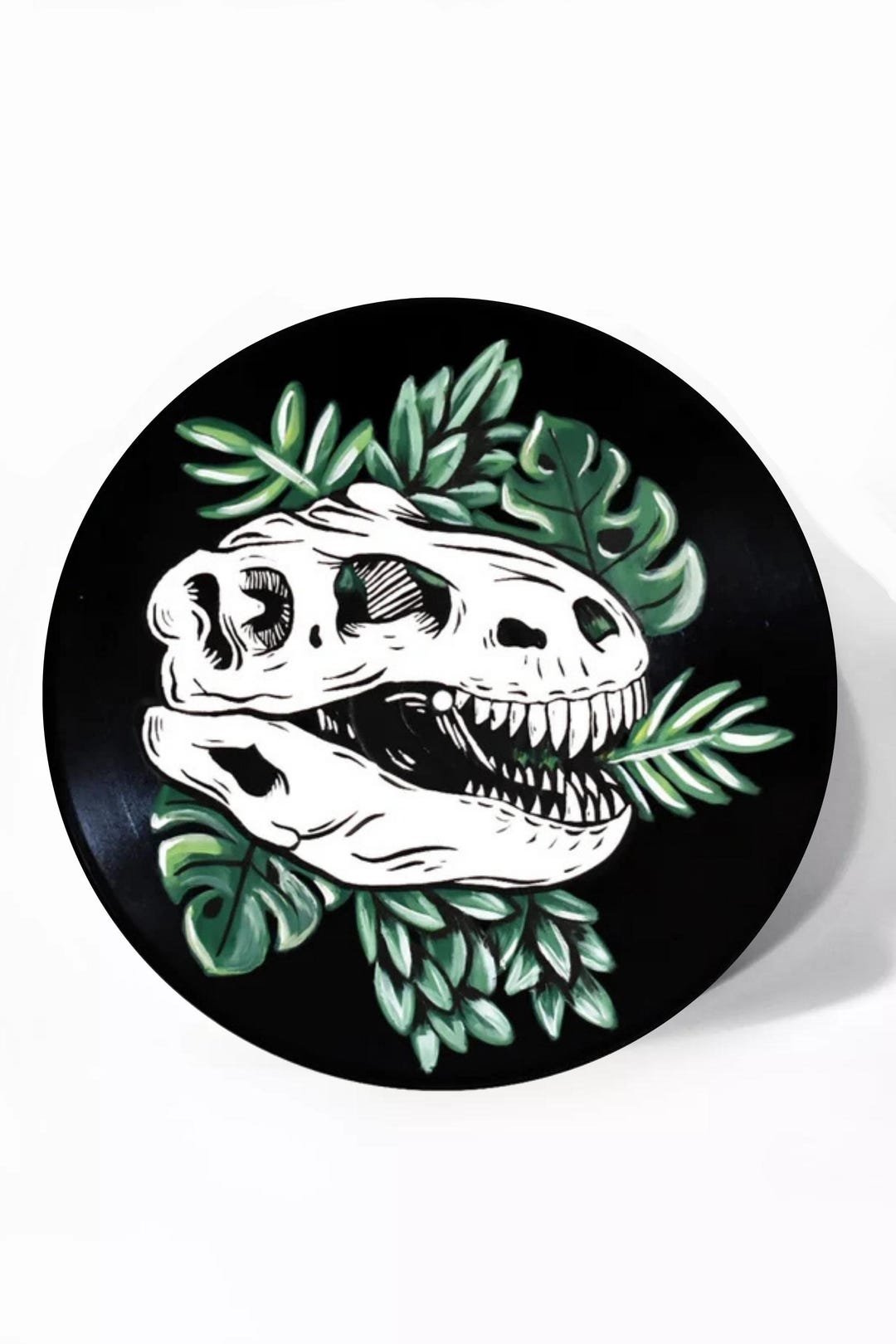 Hand-painted T-rex Skull Record Art: Dino Nursery Decor, Unique Home ...