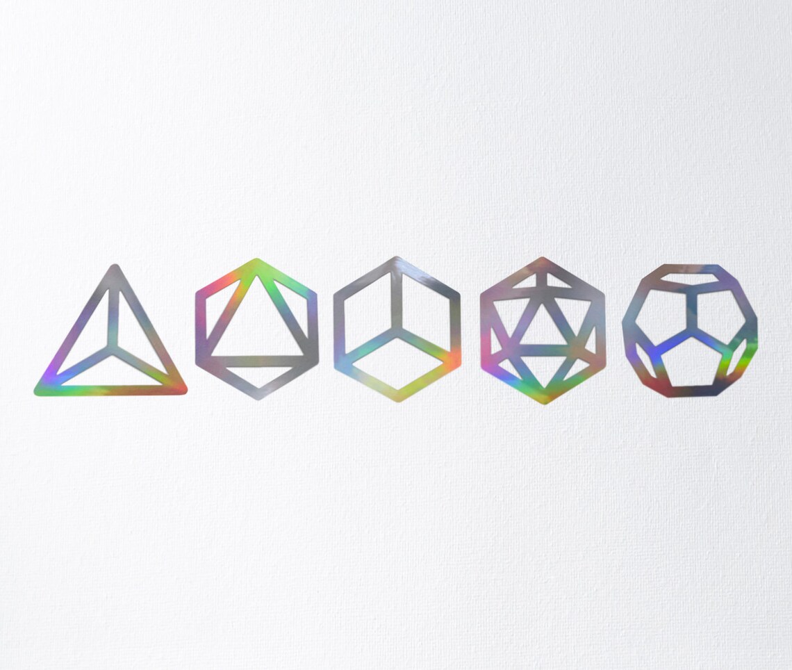 The Platonic Solids: Set of 5 Decals Rainbow Holographic - Etsy