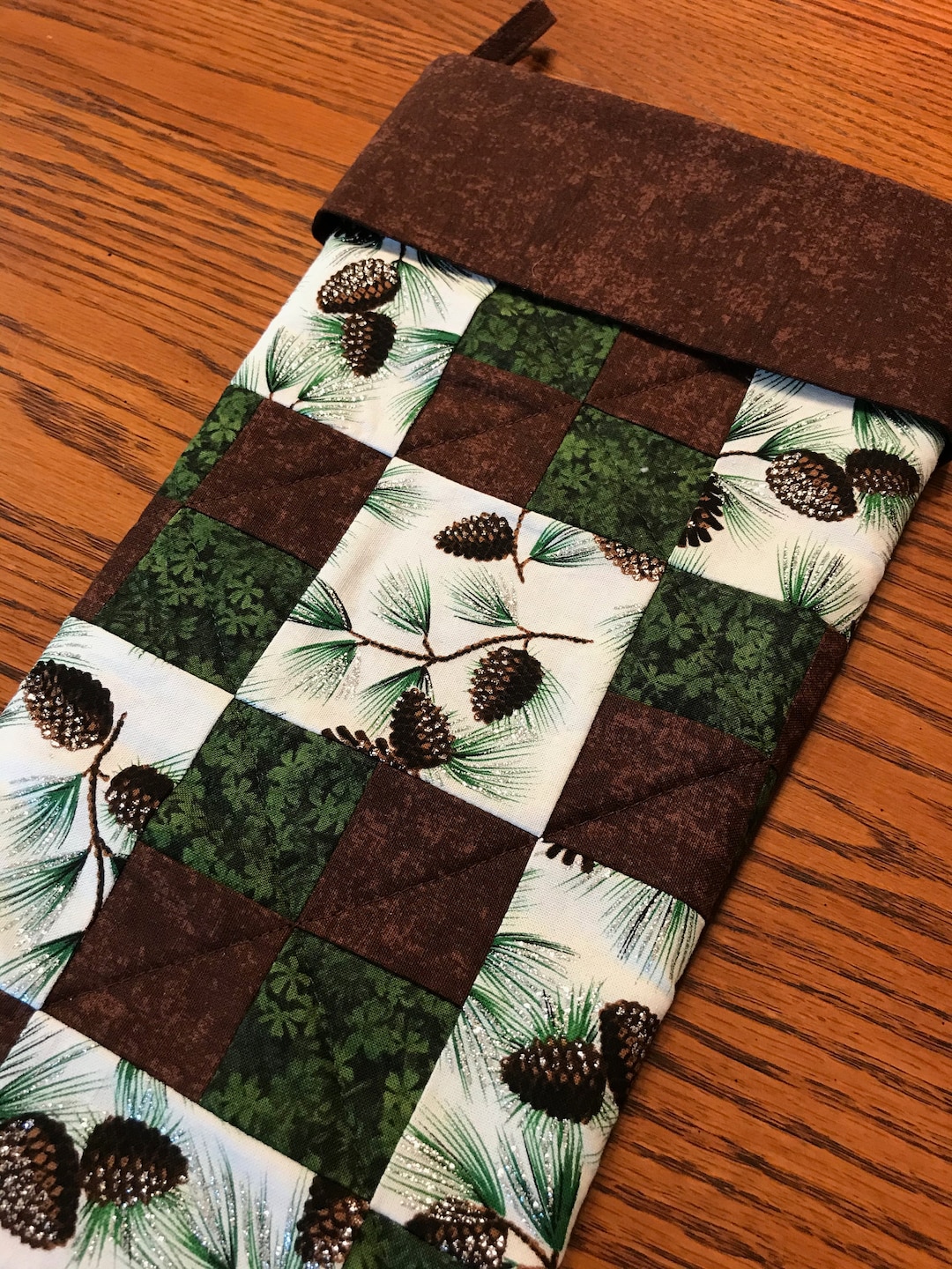 Personalized Pinecone Patchwork Christmas Stocking - Etsy