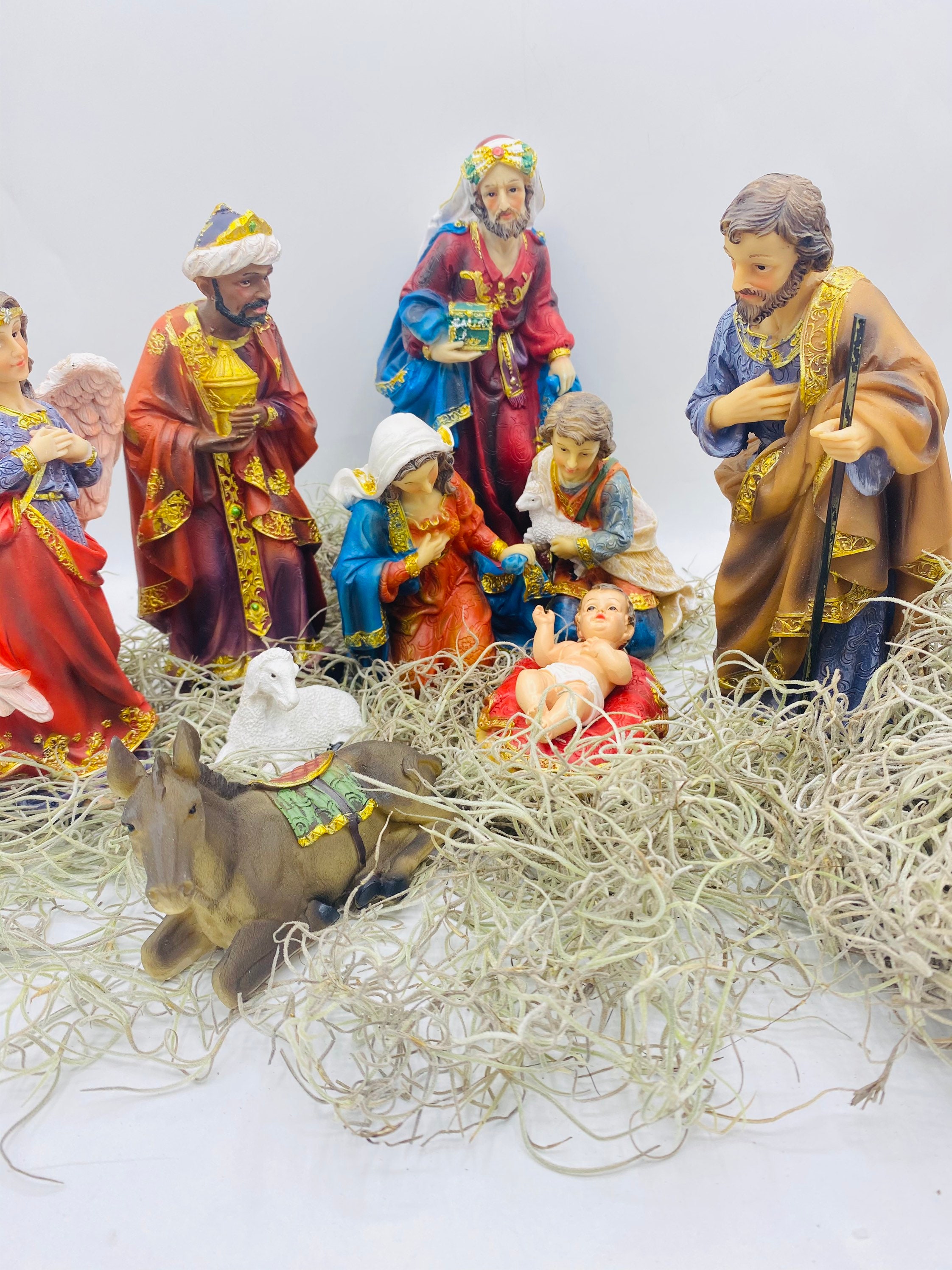 Christmas Nativity Set Scene Figures Polyresin Figurines Baby Jesus-11 ...