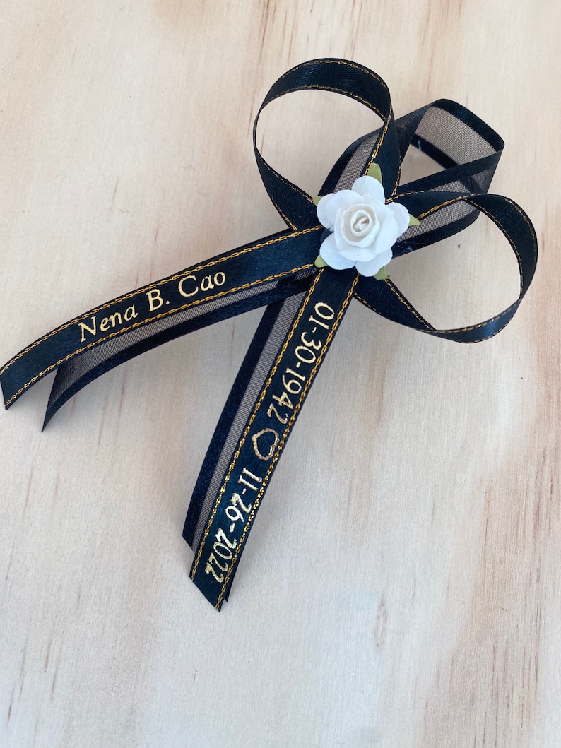 Personalized Funeral Ribbon Favors: Custom Memorial Ribbons With Pin - Etsy