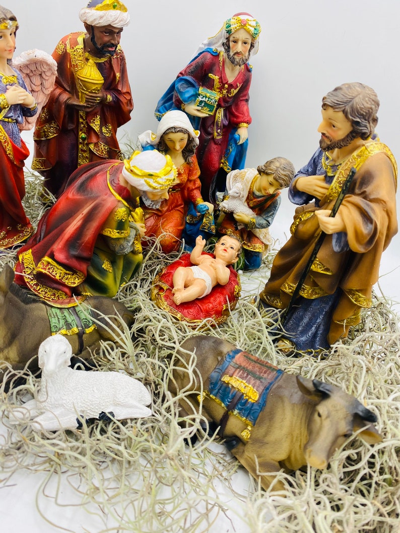 Christmas Nativity Set Scene Figures Polyresin Figurines Baby Jesus-11 ...