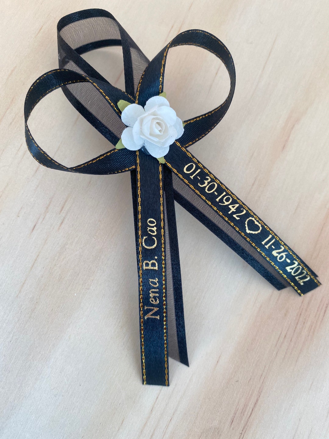 Personalized Funeral Ribbon Favors: Custom Memorial Ribbons With Pin - Etsy