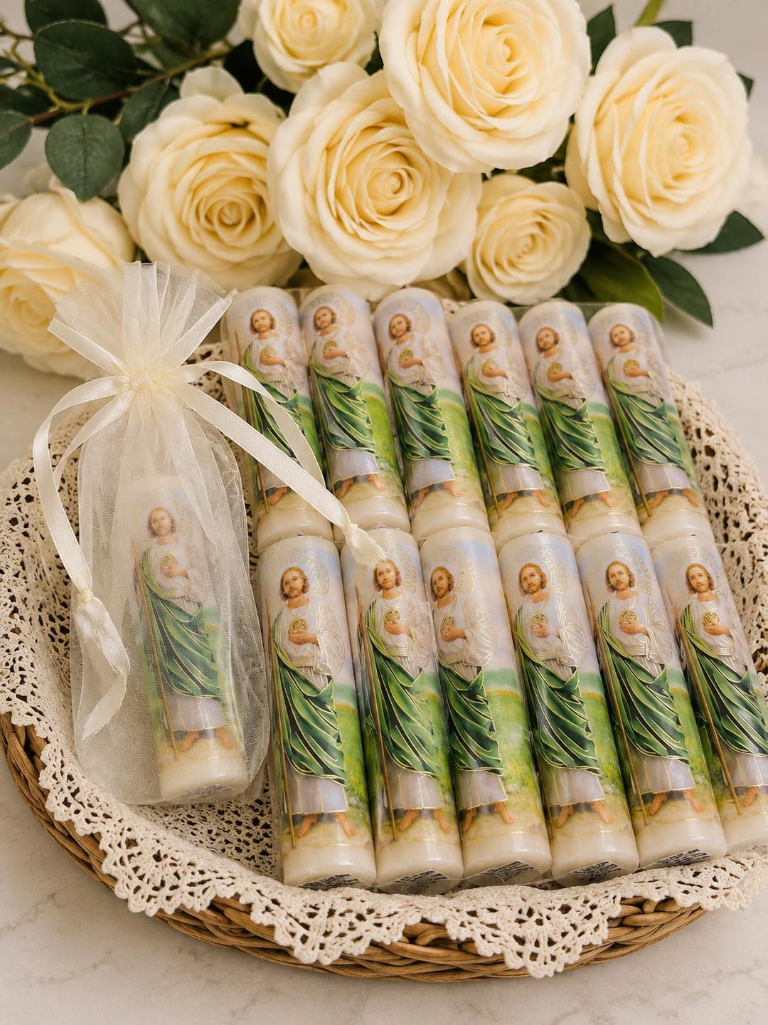 12pcs Cirios, Baptism Party Favor, Recuerdos Para Bautizo - Etsy