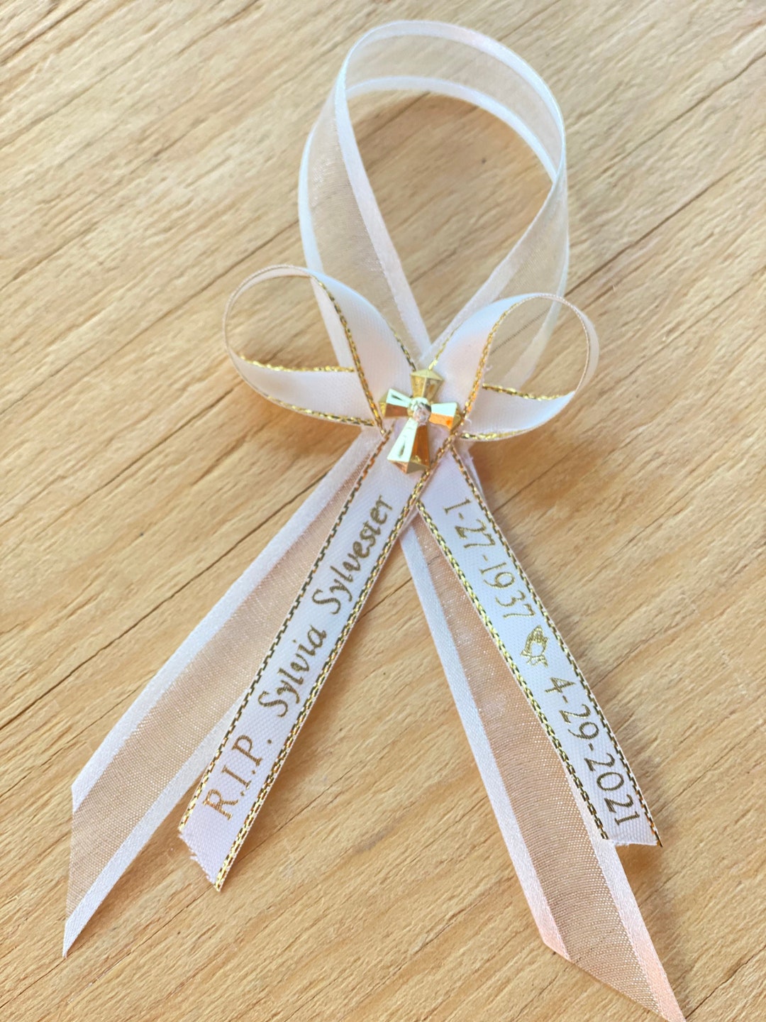 Personalized Funeral Ribbon Favors: Custom Memorial Ribbons With Pin - Etsy