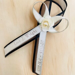 Personalized Funeral Ribbon Favors: Double Ribbons With Pin - Etsy