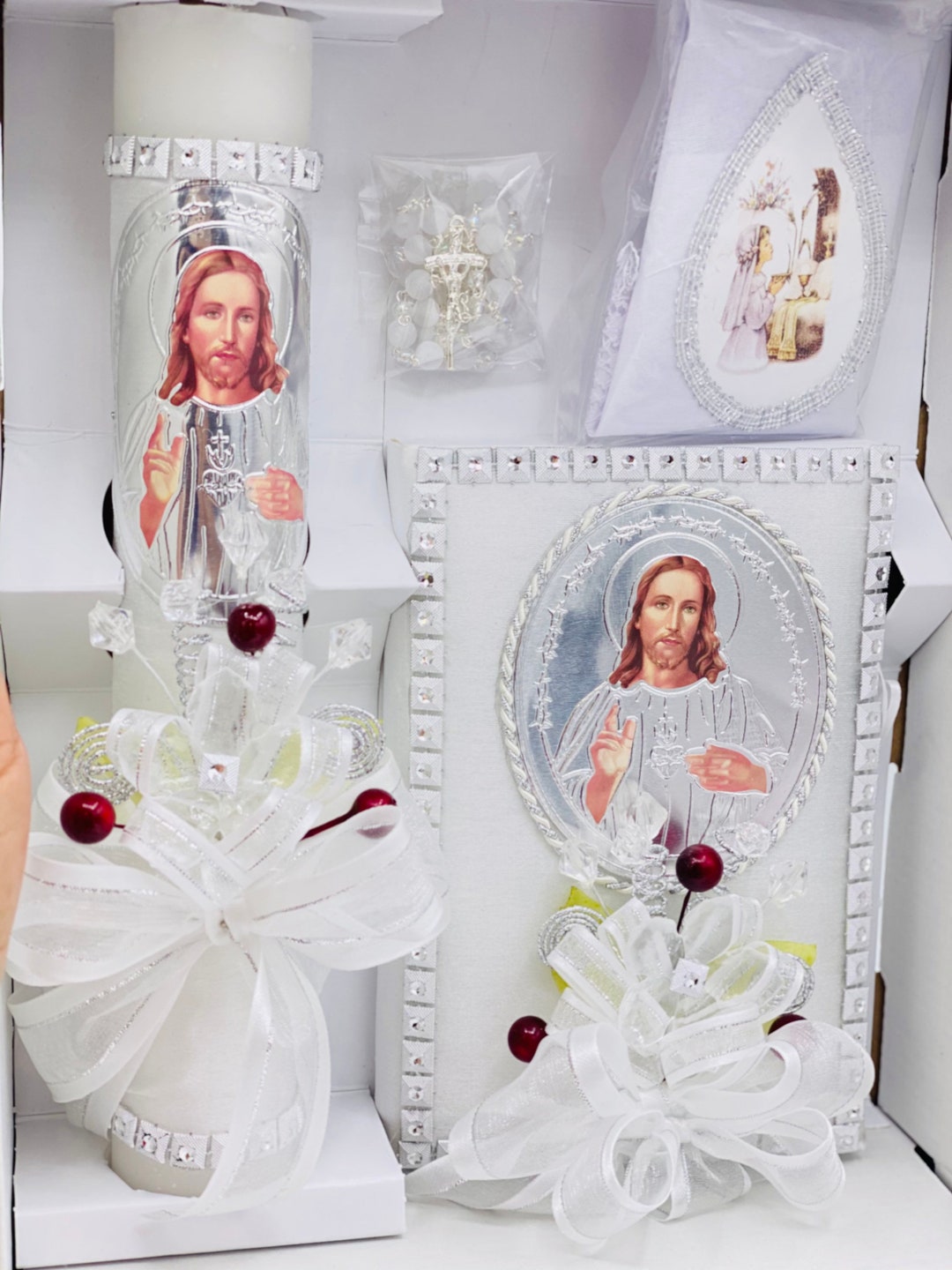 4pcs White First Holy Communion Candle Set Girl Set De Velas Para ...