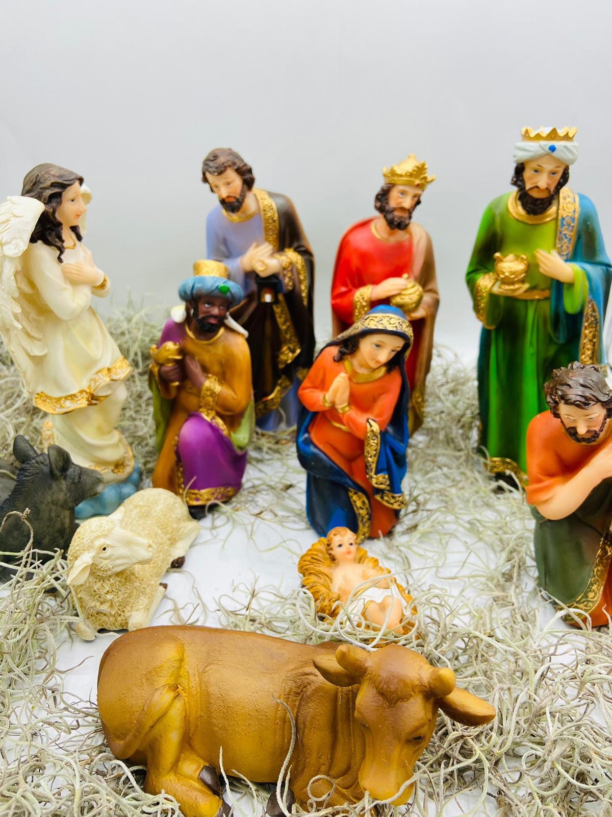 8" Christmas Nativity Set Scene Figures Holy Family Baby Jesus-11 ...
