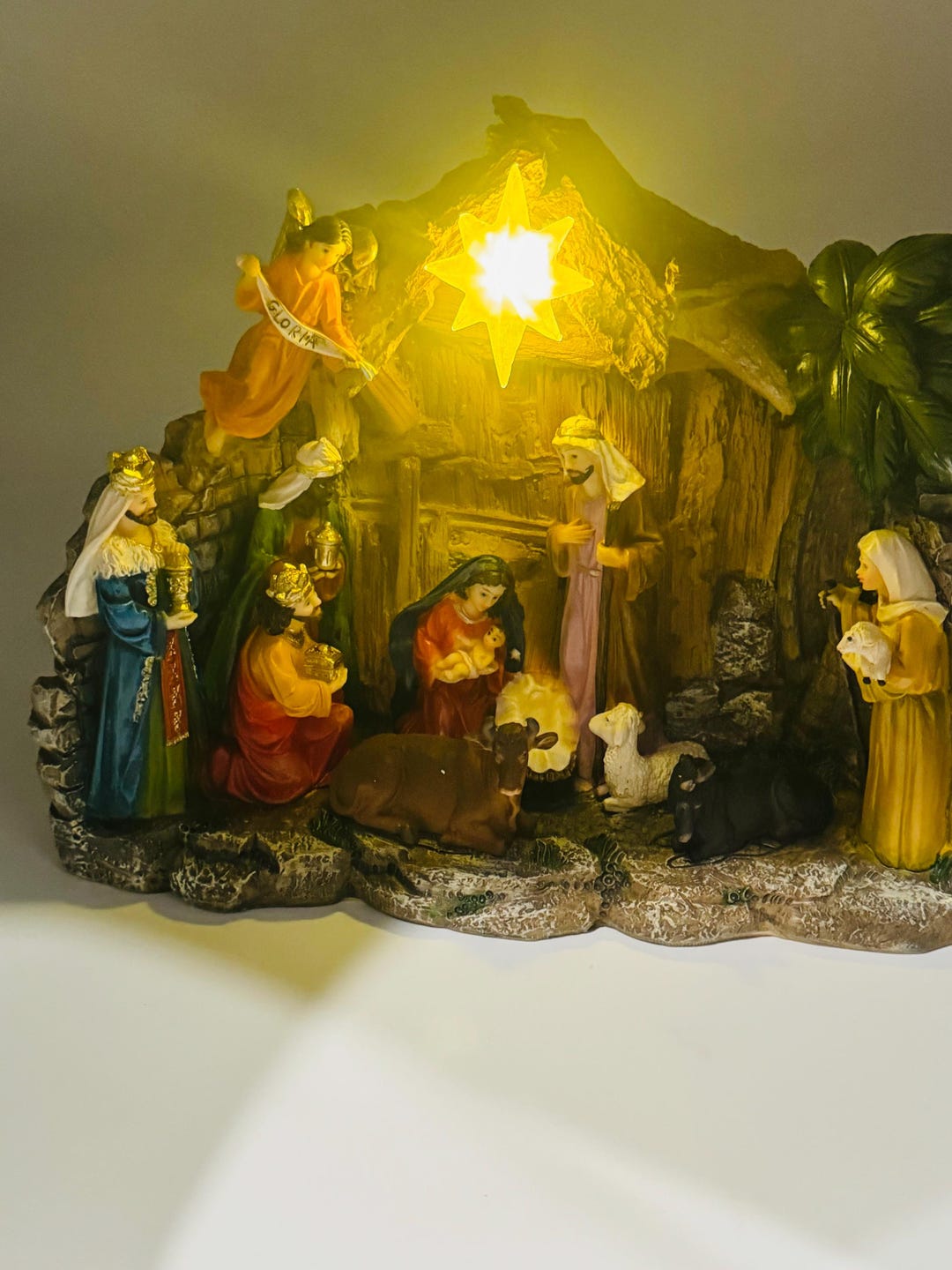 Nativity Scene Set Resin Figurines Baby Jesus Manger Set Nacimiento Del ...