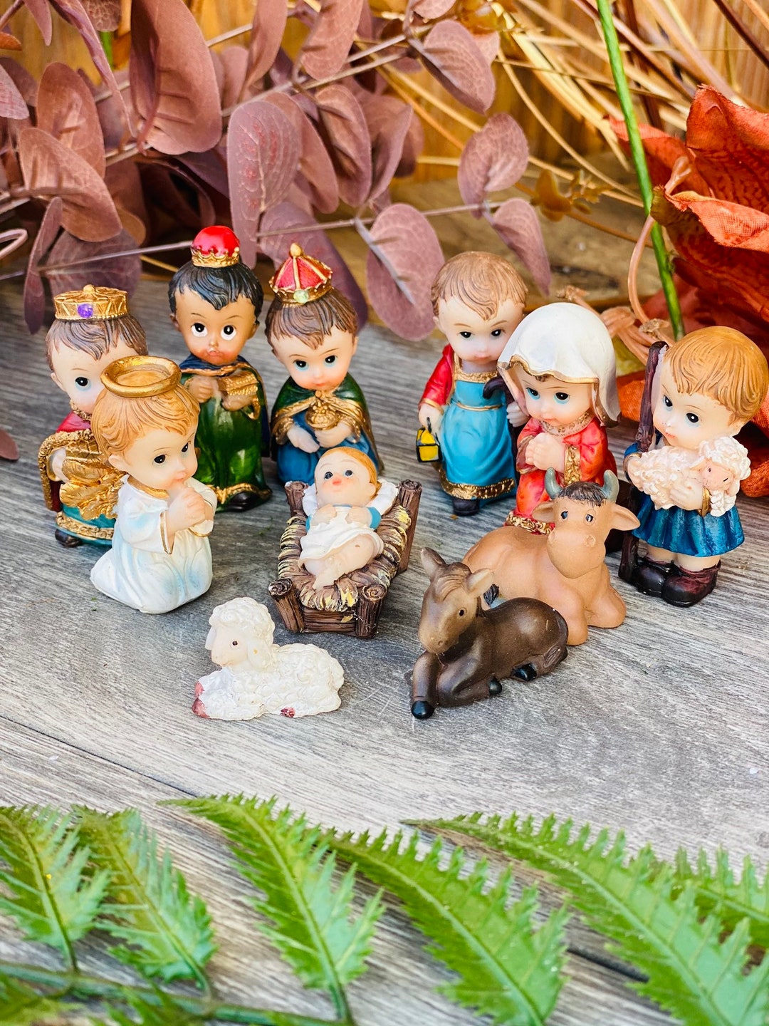 11pcs Christmas Nativity Scene Set Figures Resin Figurines Baby Jesus ...