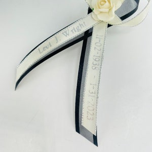 Personalized Funeral Ribbon Favors: Double Ribbons With Pin - Etsy
