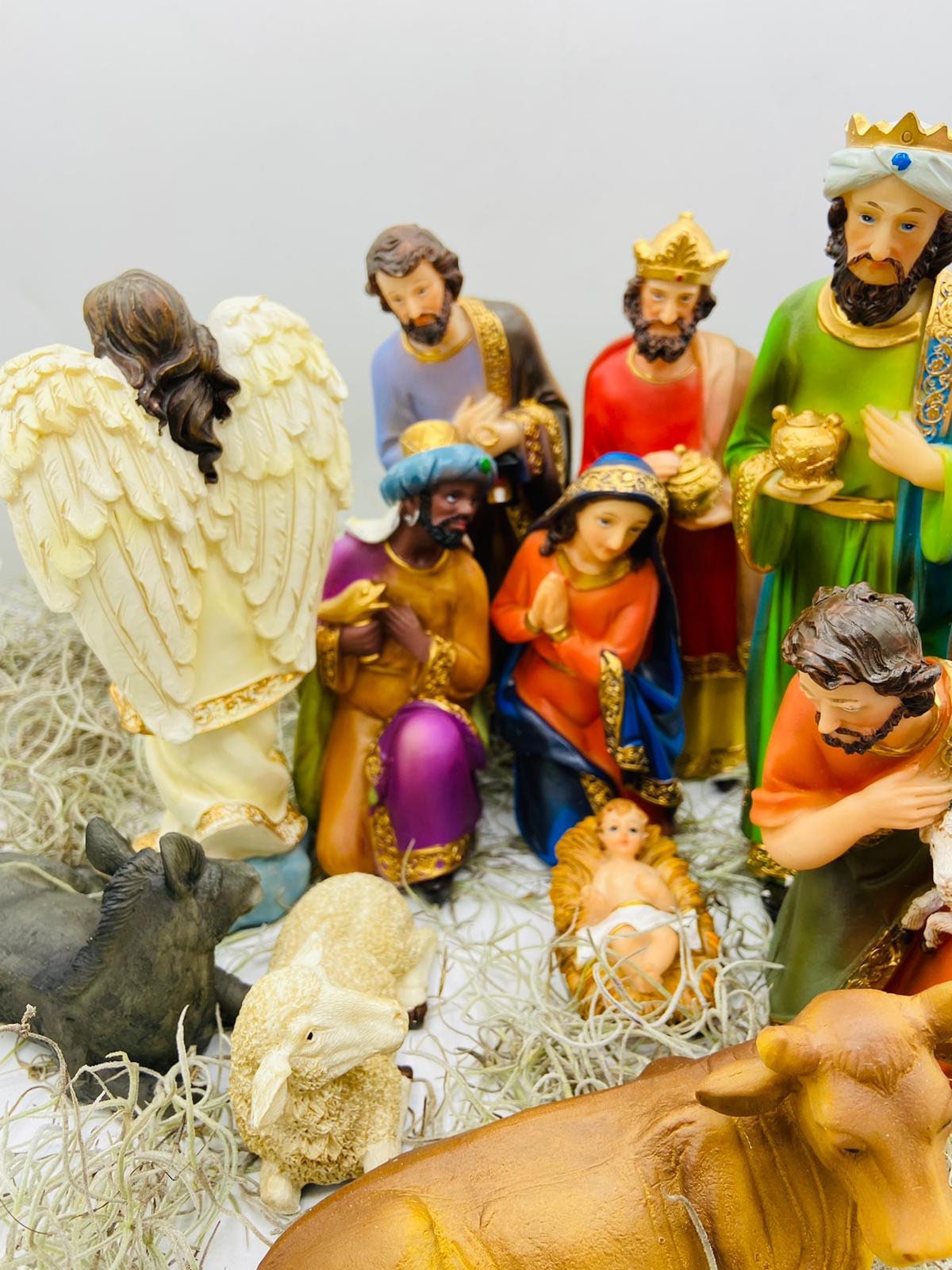 8" Christmas Nativity Set Scene Figures Holy Family Baby Jesus-11 ...