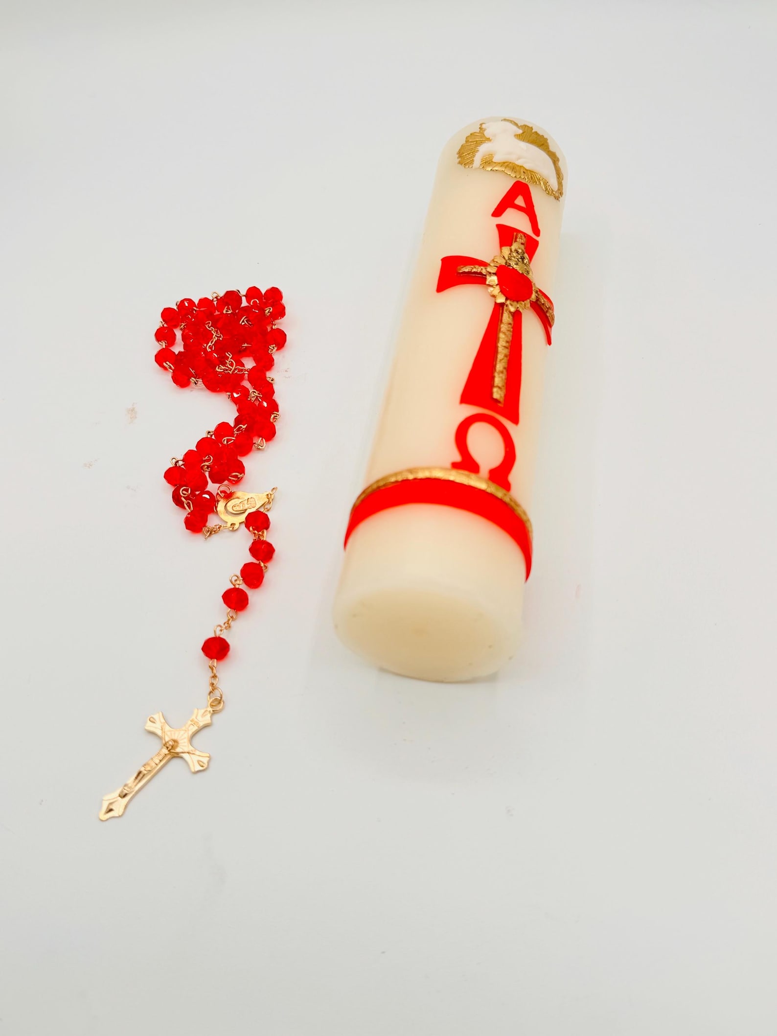 Red Confirmation Candle Set: Bible, Rosary, Prayer Book (english ...
