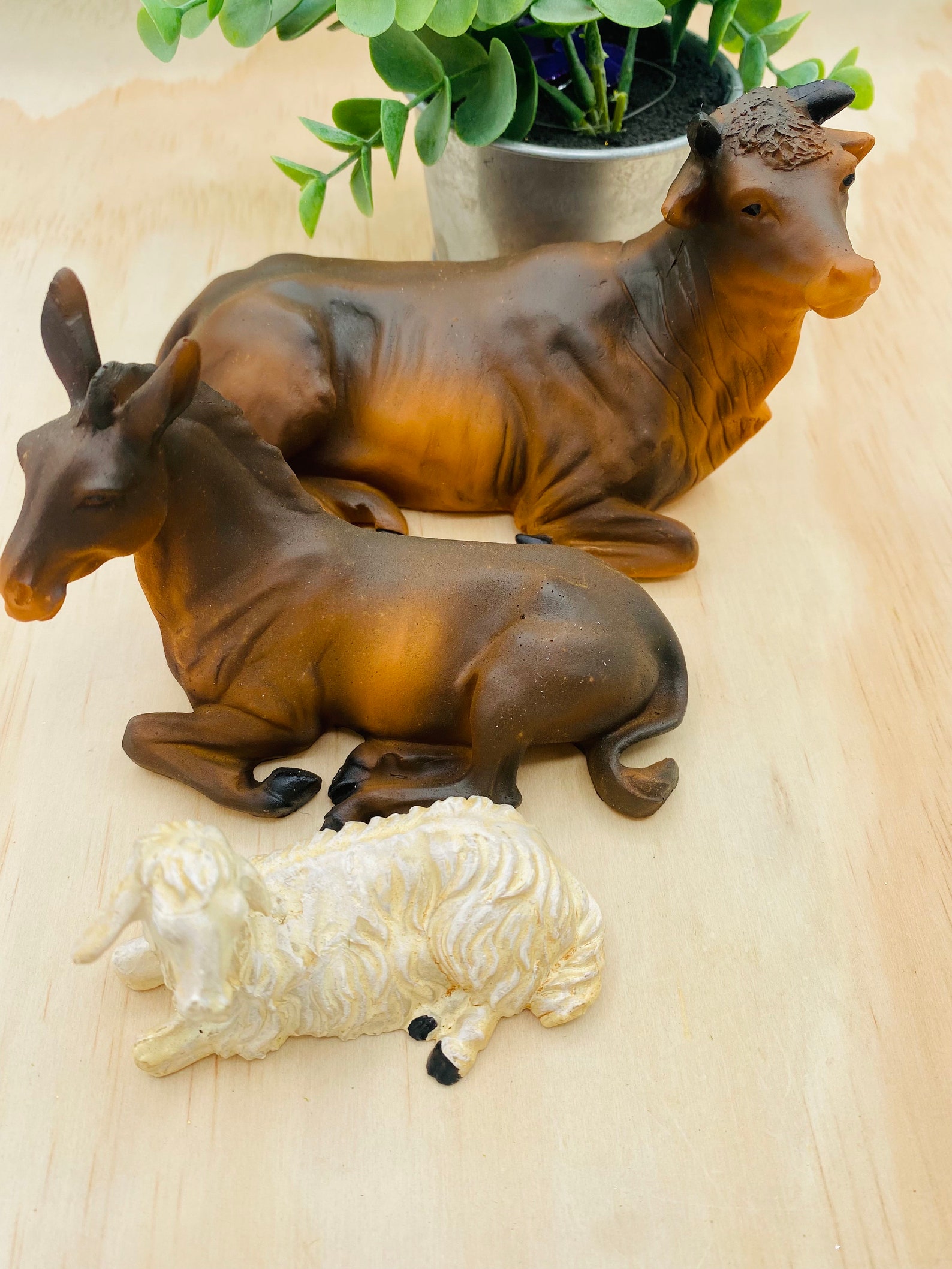 Stable Animals Figurines Nativity Scene Set of 3pcs Animales Para Pesebre Nacimiento Navideño - Etsy