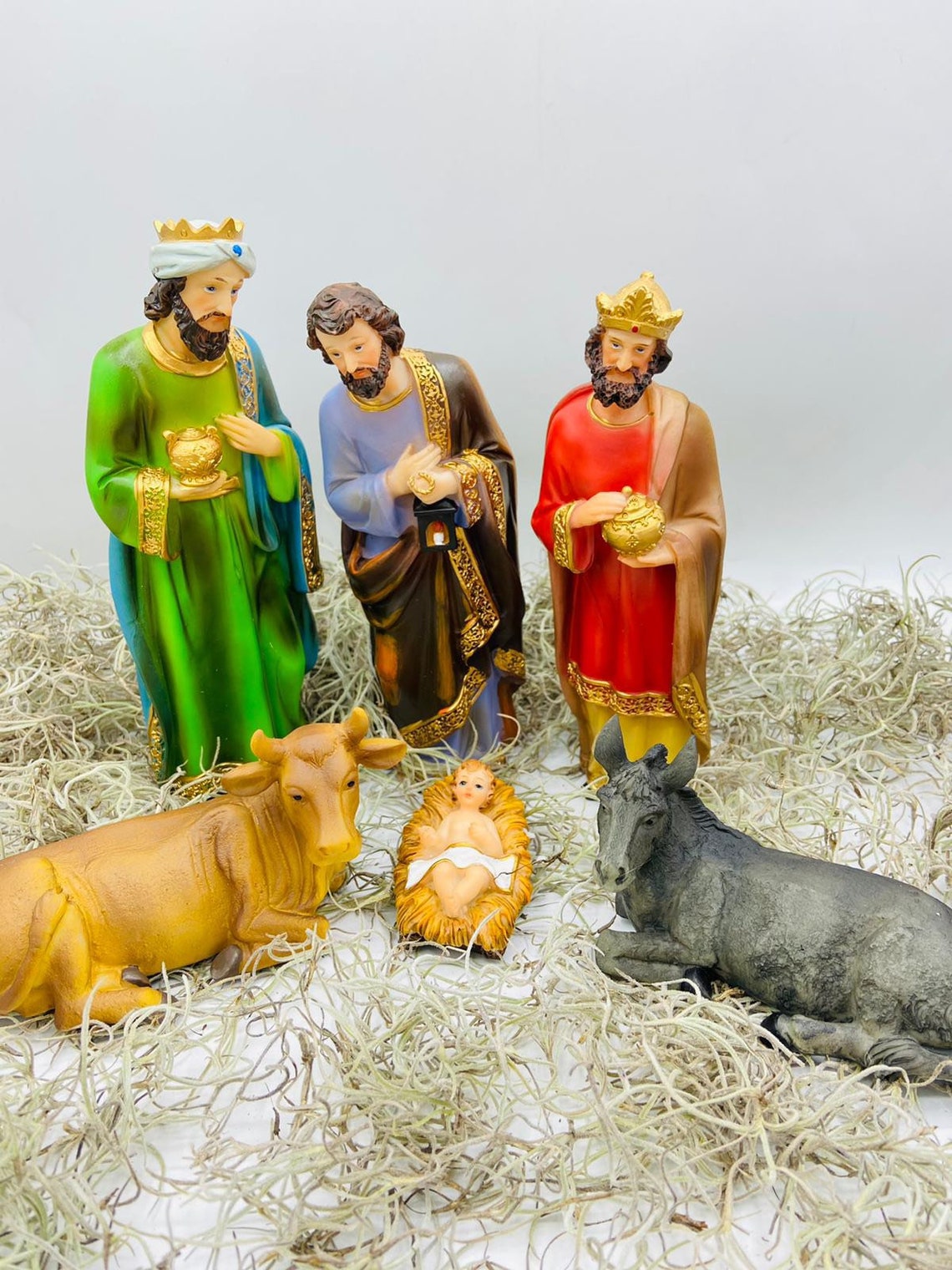 8 Christmas Nativity Set Scene Figures Polyresin - Etsy