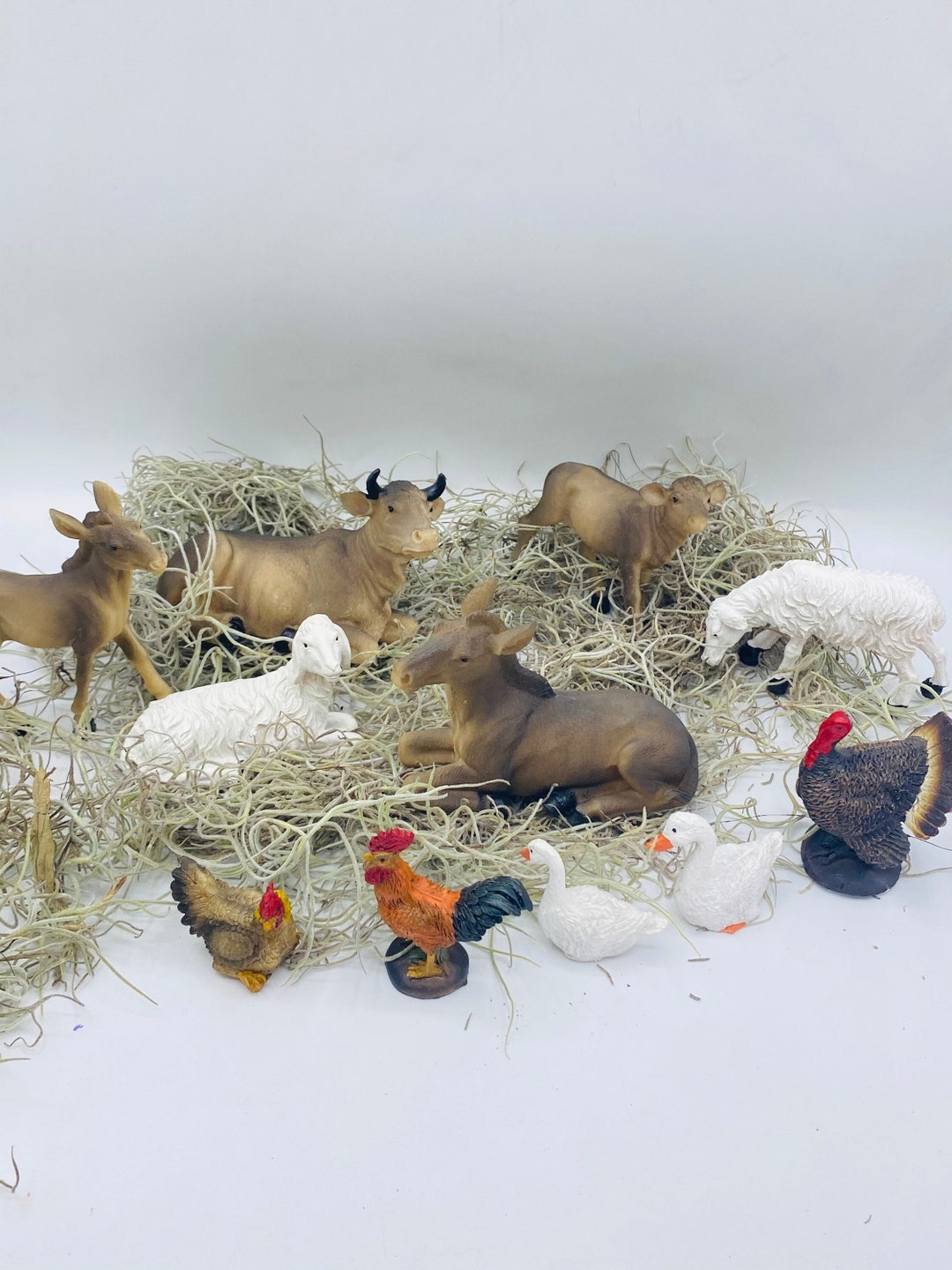 Stable Animals Figurines Nativity Scene Set/11 Animales Para Pesebre ...