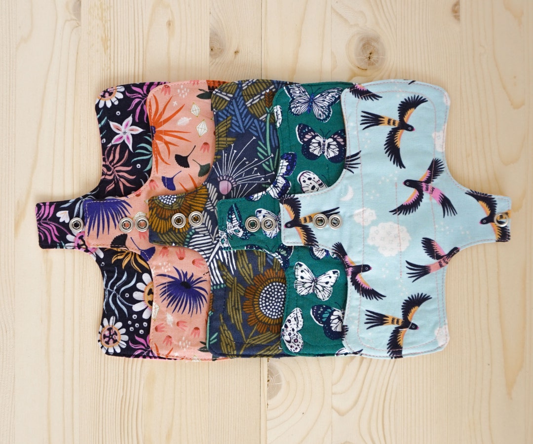 Set of 5 Panty Liners, 8'' Organic Cotton Reusable Cloth Panty Liners ...