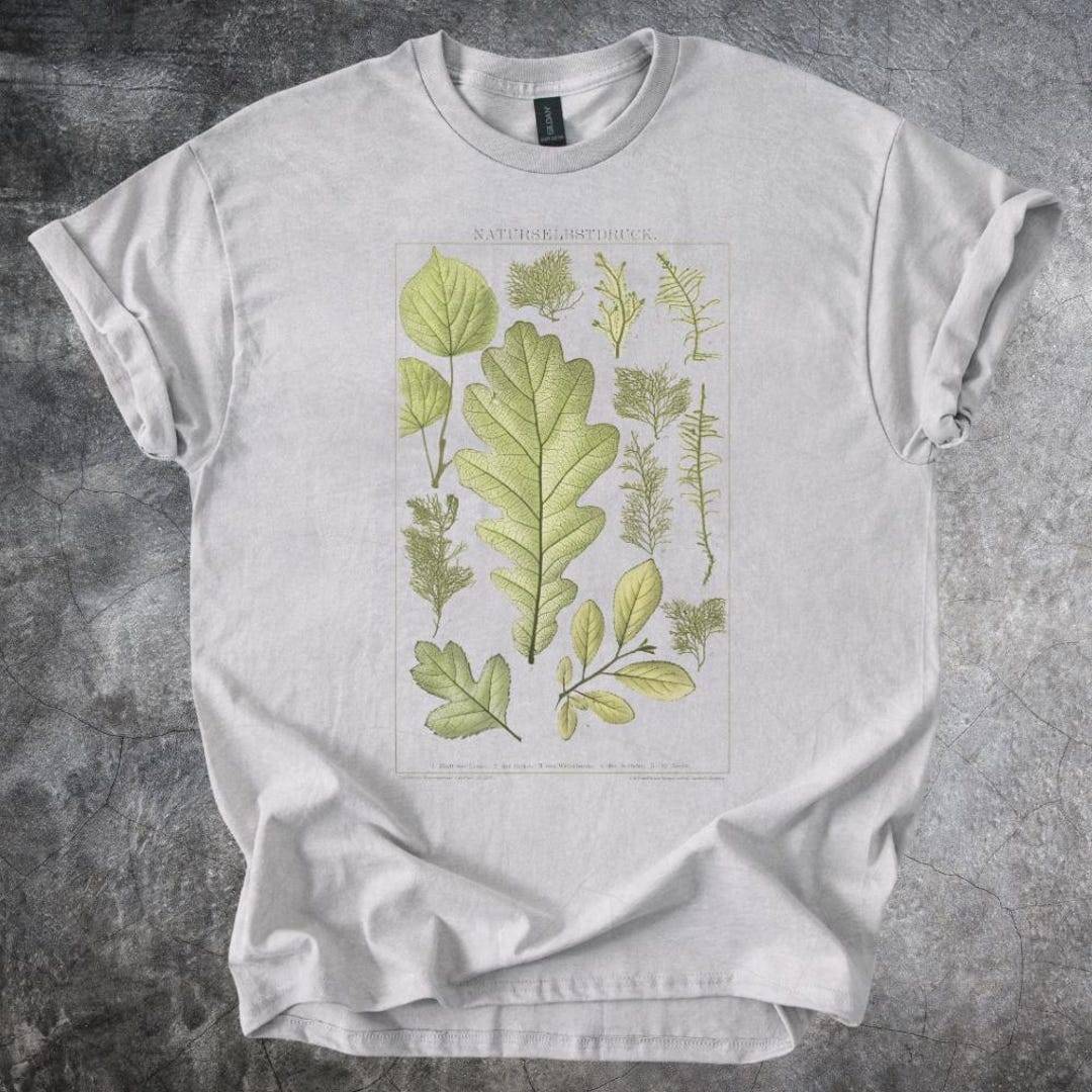 Botanical Leaves Shirt Plant Illustration Graphic Tshirt Cotton ...