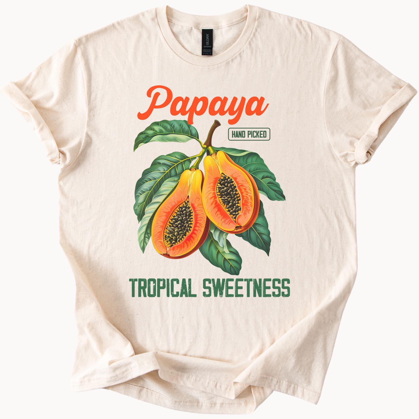 Papaya Hand Picked Tropical Sweetness Tshirt Natural Beige Color Cotton ...