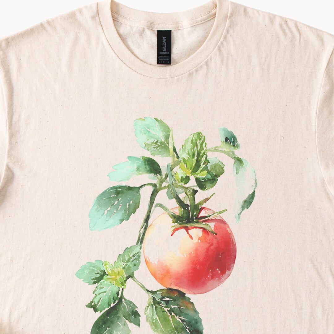 Watercolor Tomato Plant Graphic T Shirt Hand Painted Garden Vegetable ...