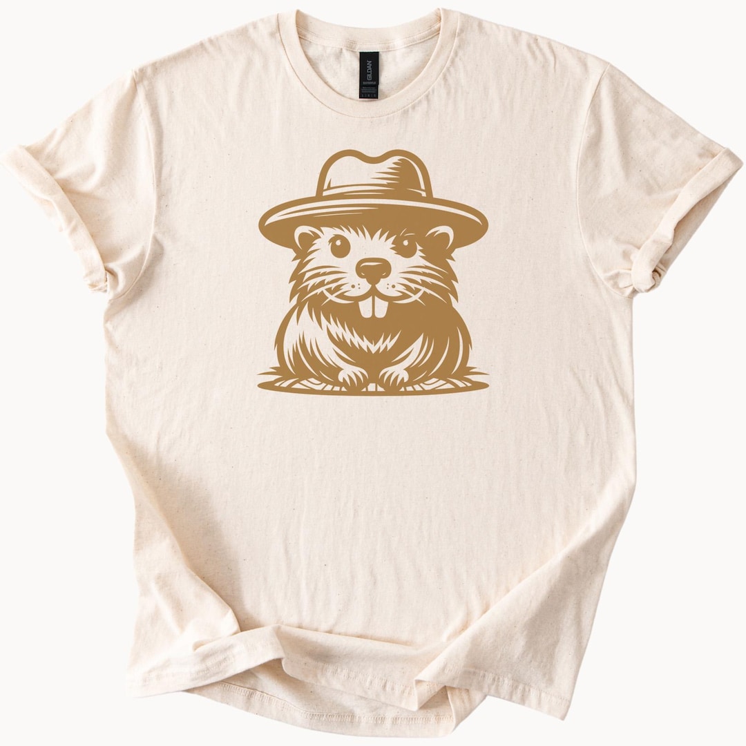 Cute Beaver Wearing Ranger Hat Graphic Tee Funny Woodland Animal Shirt ...