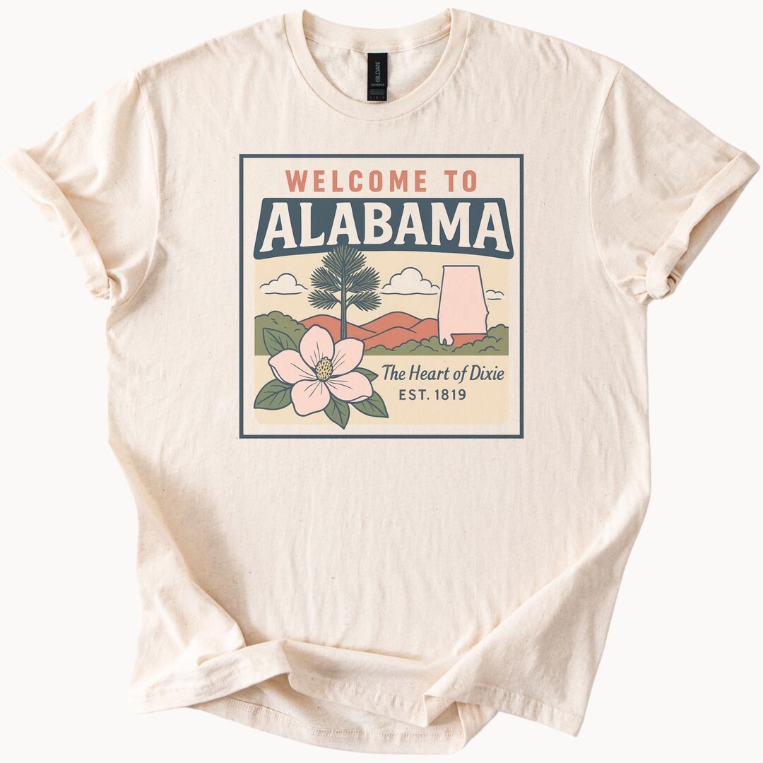 Welcome to Alabama Graphic T Shirt Heart of Dixie State Flower and ...