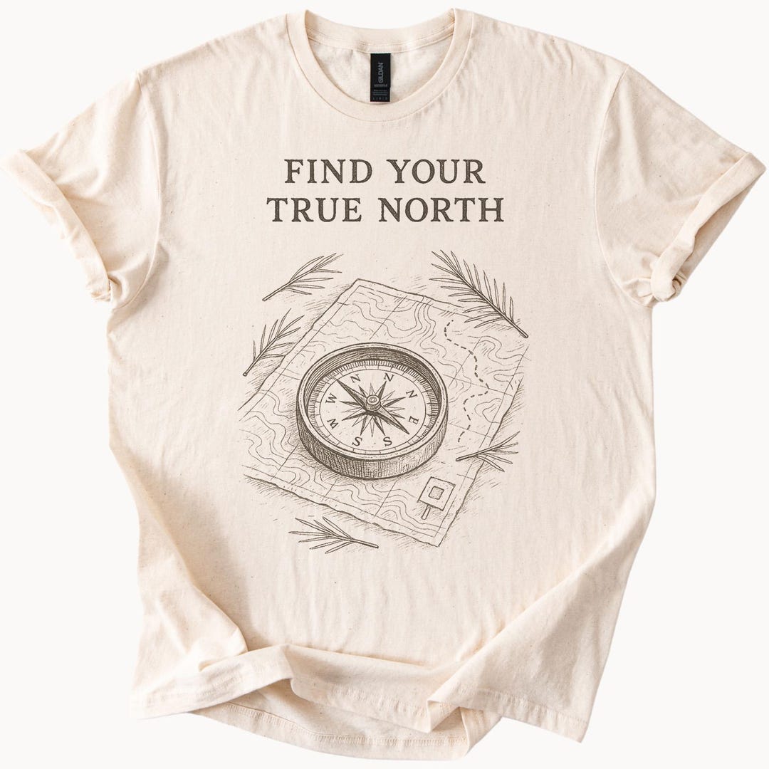 Find Your True North Compass Map Graphic Tee Wanderlust Shirt Adventure ...