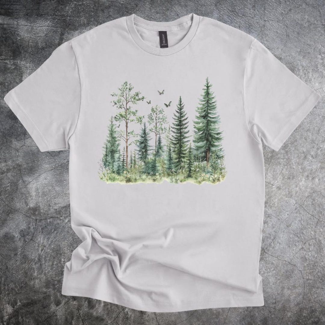 Forest Shirt Pine Trees Tshirt Featuring Nature Landscape With Birds ...