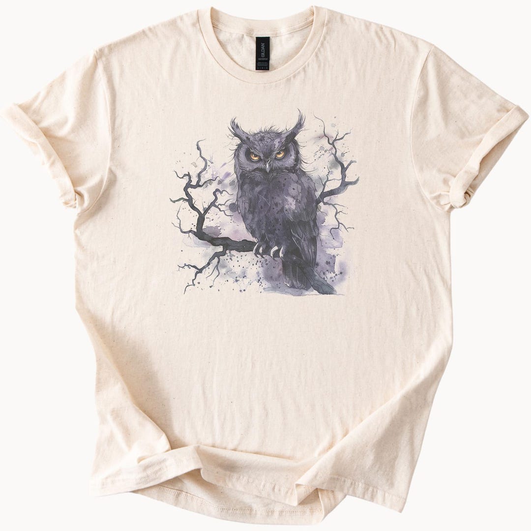 Great Horned Owl Tee Dark Forest Bird Shirt Spooky Night Owl Tshirt ...