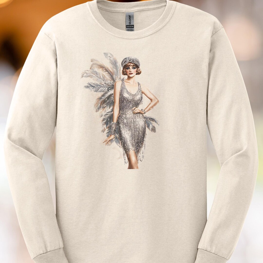 Roaring Twenties Flapper Girl Art Deco Feather Dress Sparkling Sequin ...
