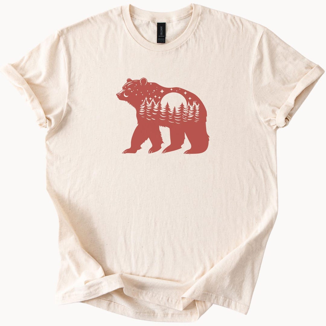 Bear Forest Moon Stars Graphic Tee Nature Lover Shirt Outdoorsman Gift ...