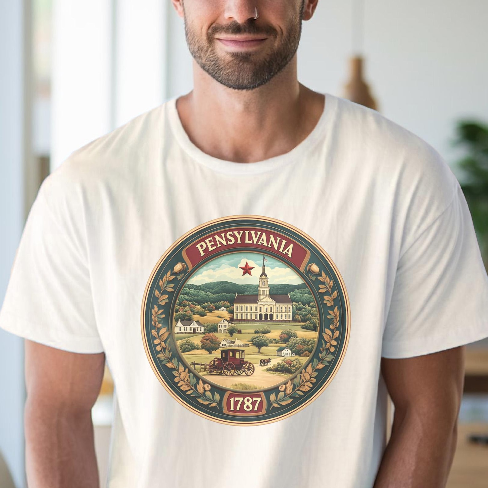 Pennsylvania State Graphic T Shirt Established 1787 Historic Landmark ...