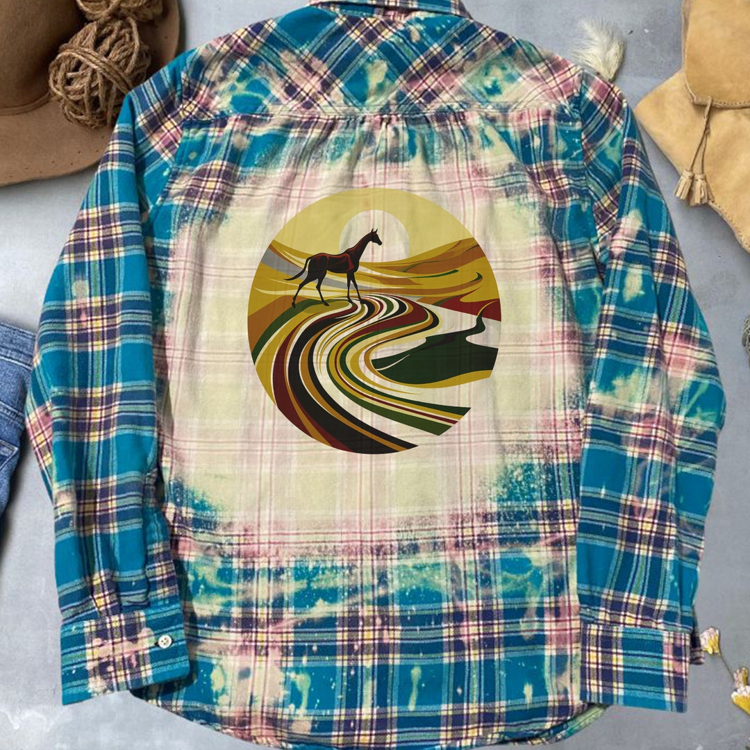 Painted Desert Bleached Flannel Shirt Boho Aesthetics Design - Etsy