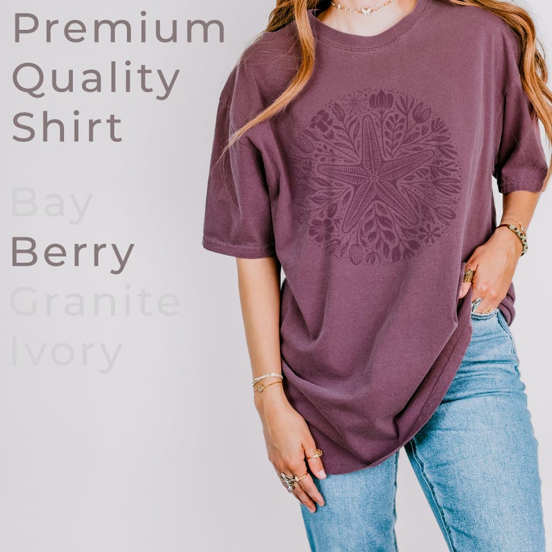 Starfish Botanical T-shirt, Beach Bloom Linocut Design Unisex Comfort ...