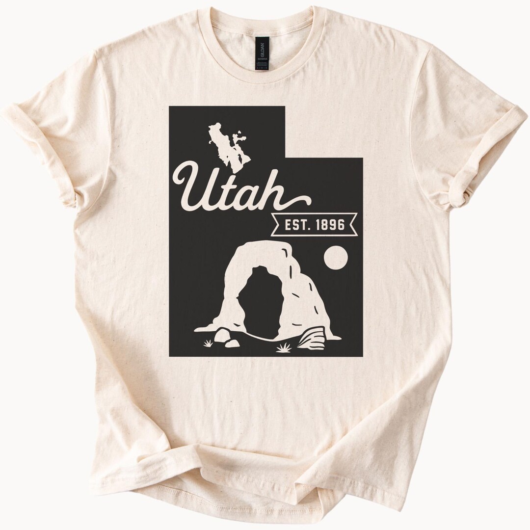 Utah State Outline Graphic T Shirt With Delicate Arch Landmark ...
