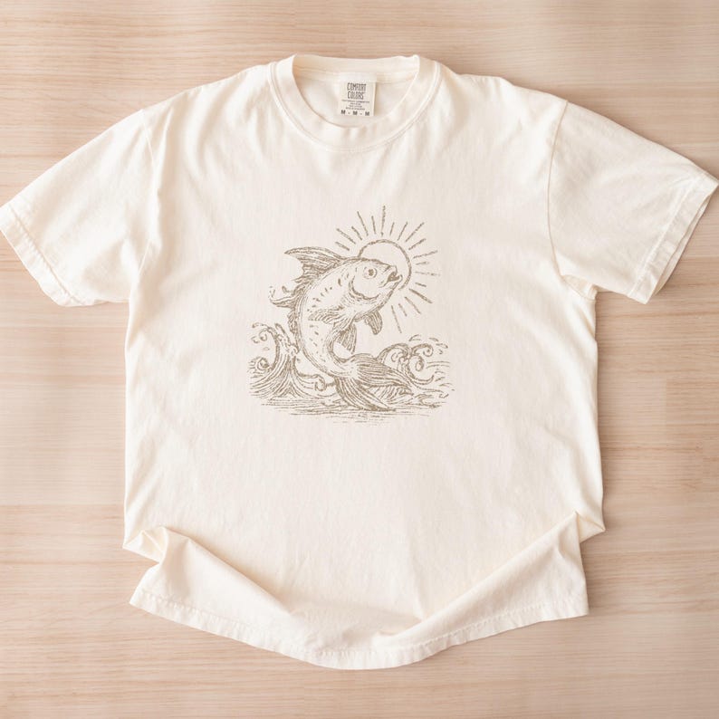 Leaping Fish Vintage Engraving Graphic Tee Bay - Etsy