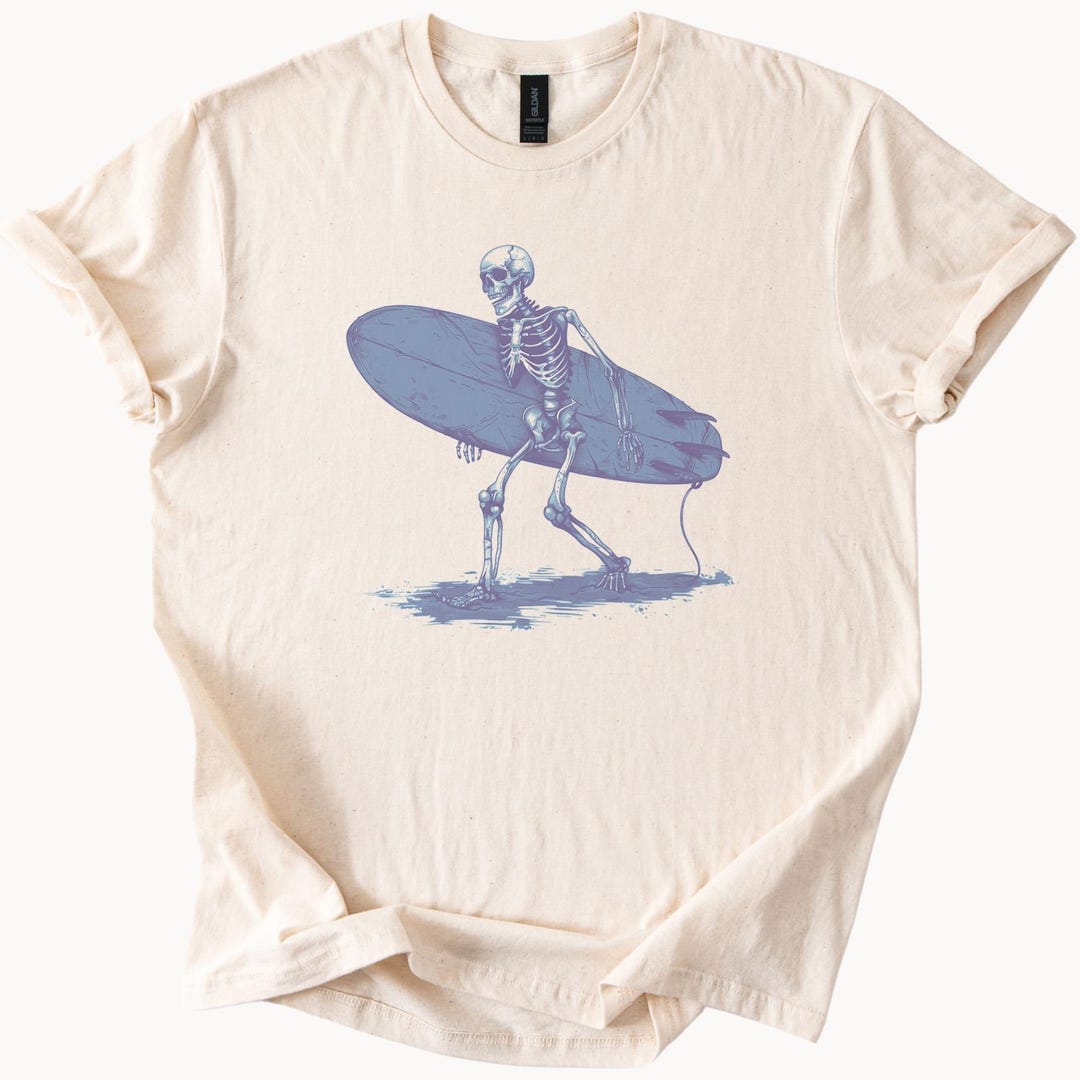 Surfing Skeleton Tee Ocean Wave Rider Shirt Beach Lover Apparel ...