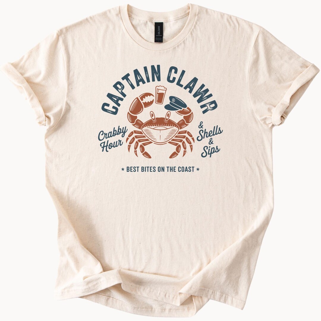 Captain Clawr Crab Graphic T Shirt Crabby Hour Shells and Sips Coastal ...