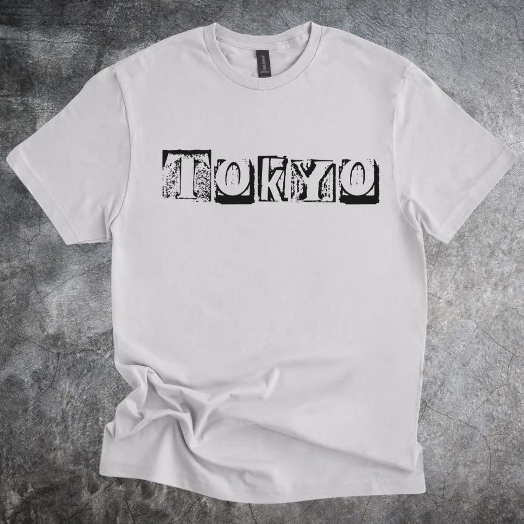 Tokyo Block Letter Shirt Tshirt Distressed Text Graphic Japanese Style ...