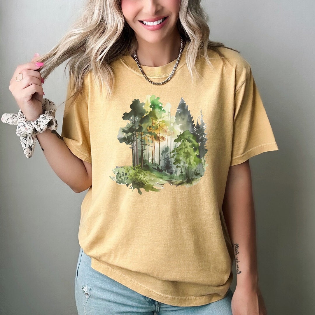 Watercolor Forest Landscape T-shirt, Nature Lover Tee, Artistic ...