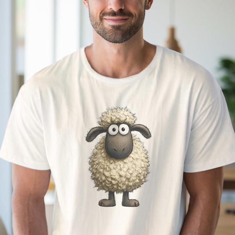 Cute Cartoon Sheep Graphic T Shirt Funny Animal Lover Gift Soft Comfy ...