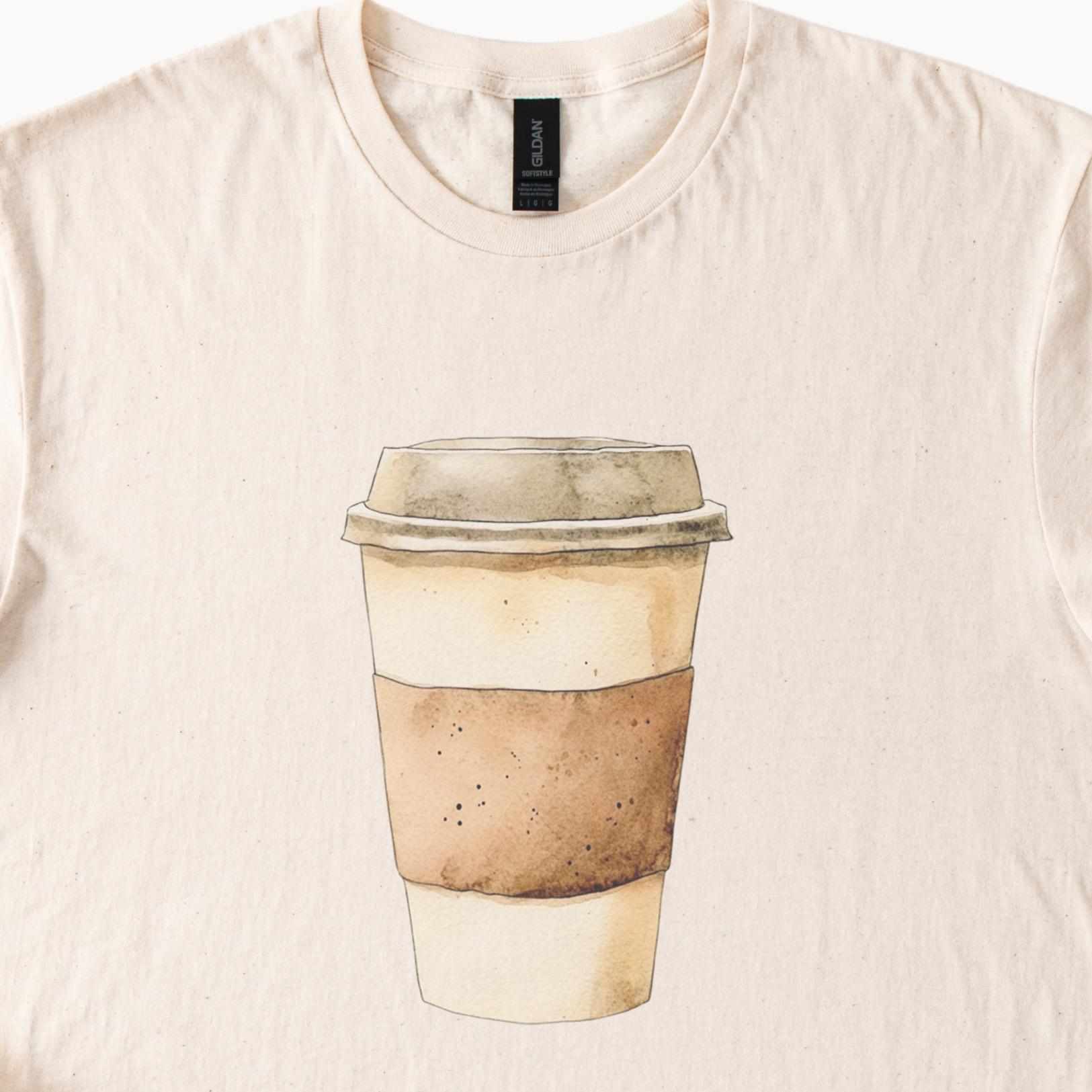 Coffee Cup Graphic T Shirt Watercolor Latte Art Barista Gift Aesthetic ...