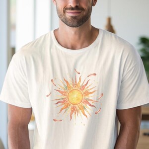Boho Sun Graphic Tee Watercolor Sunburst T Shirt Celestial Womens Top ...