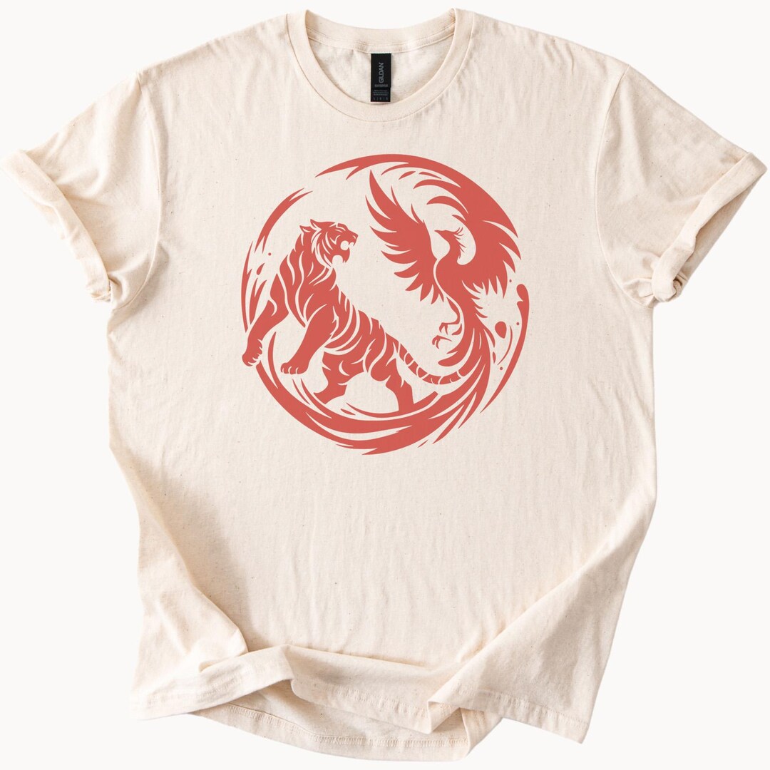 Tiger Phoenix T Shirt Mythical Creature Graphic Tee Animal Bird Shirt ...