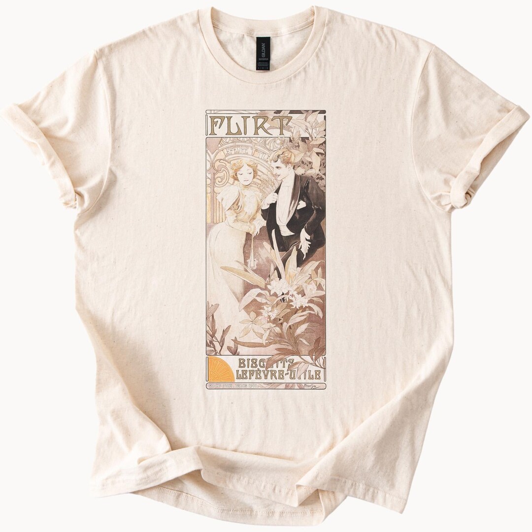 Mucha Flirt Art Nouveau T Shirt Alphonse Mucha Graphic Tee Gift for Her ...