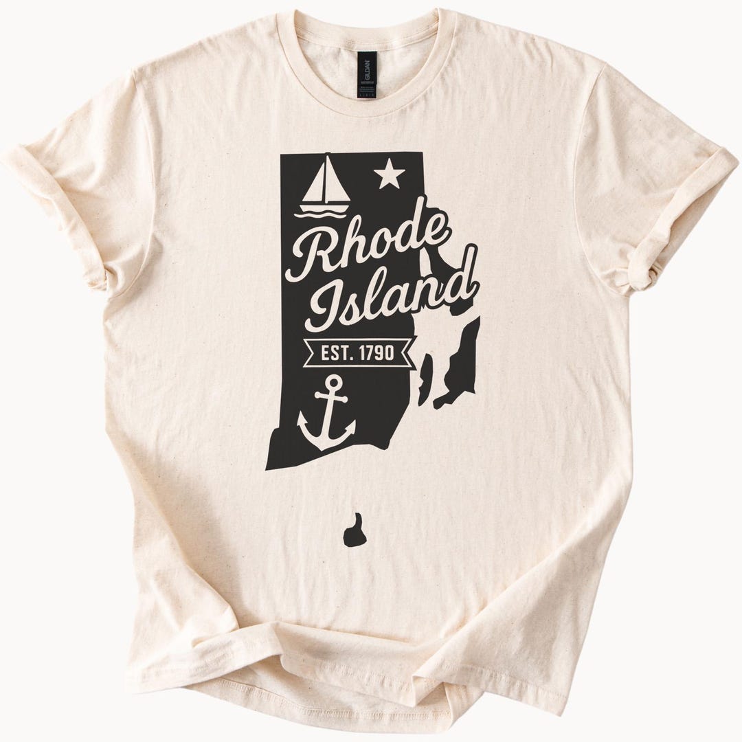 Rhode Island State Map Graphic T Shirt Nautical Anchor Sailboat Design ...
