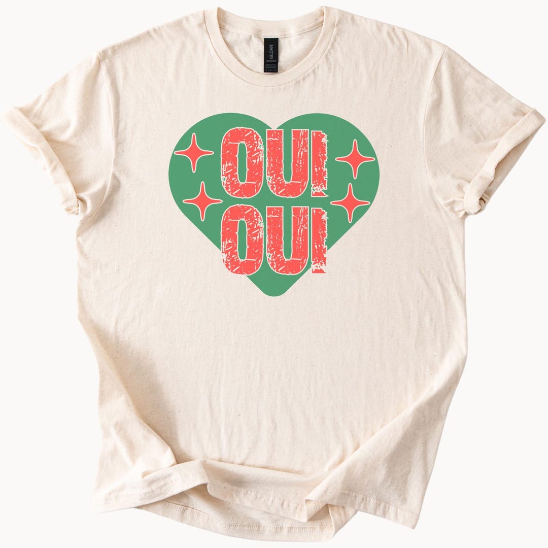 Oui Oui French Heart Graphic Tee Distressed Retro Style Cute Paris ...