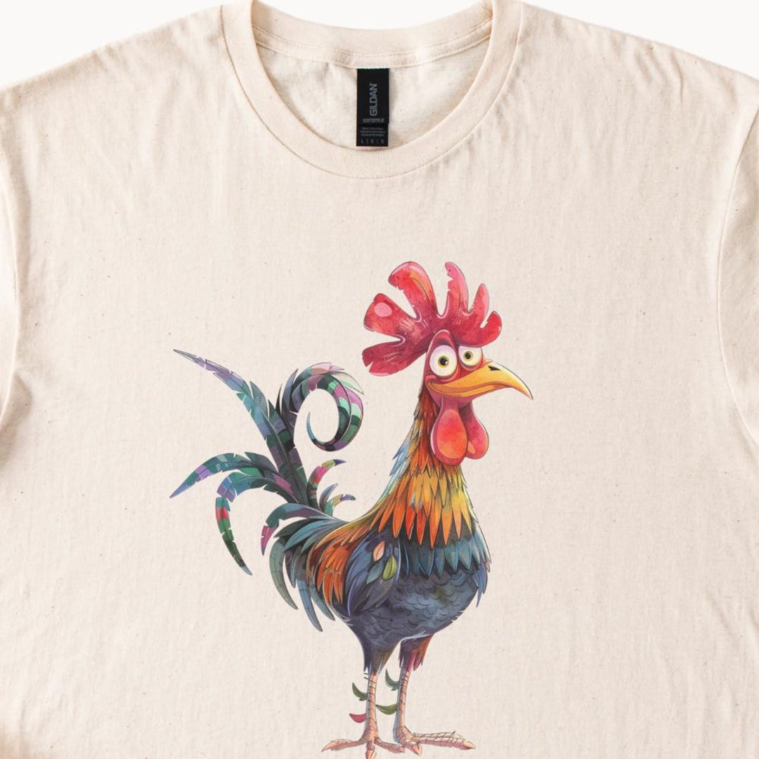 Rooster Shirt, Cute Farm Animal Tee, Funny Chicken Print, Gift for Bird ...