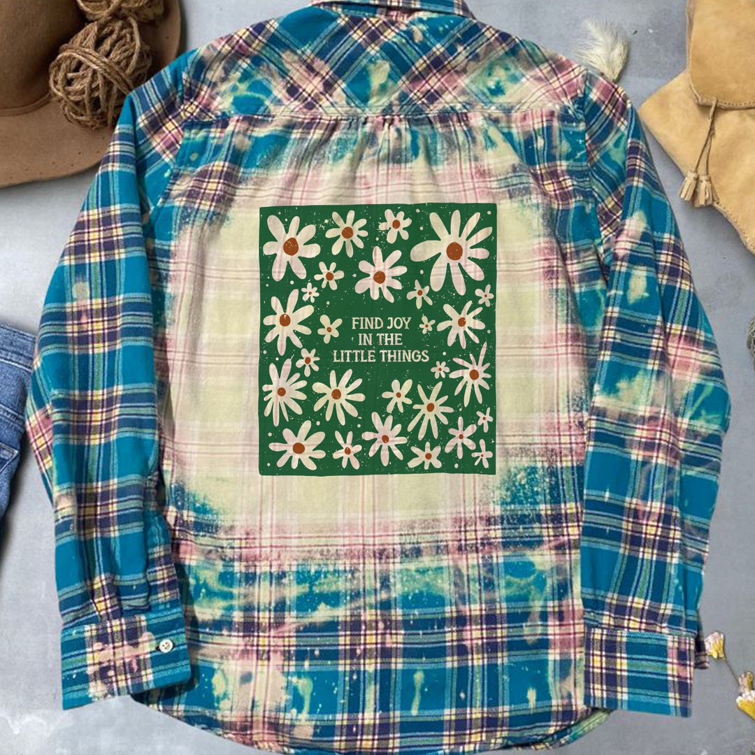 Find Joy Bleached Shirt Flannel Boho Style Unique Flannel - Etsy
